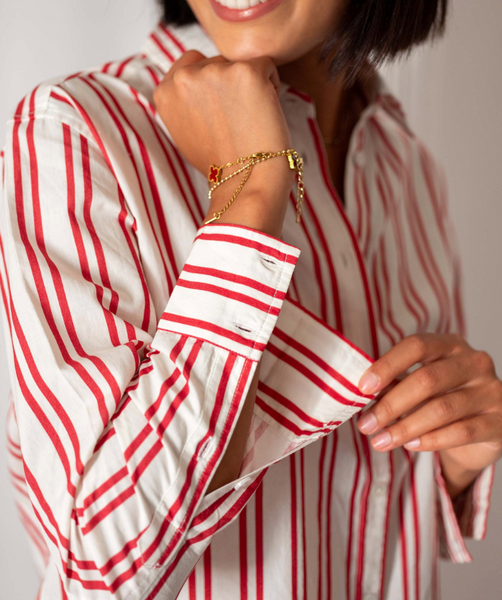 Bronte Relaxed Button Up in Red Double Stripe – à bientôt